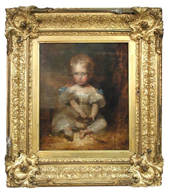 John Constable | Portrait of a young boy seated in a landscape, holding ...