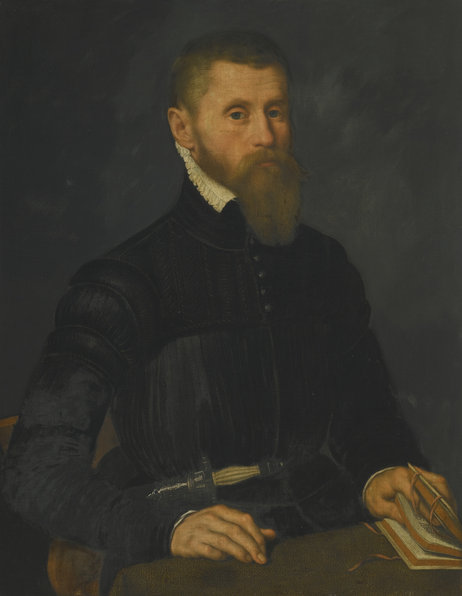 Nicolas Neufchatel | Portrait of a bearded gentleman, half-length, in a ...