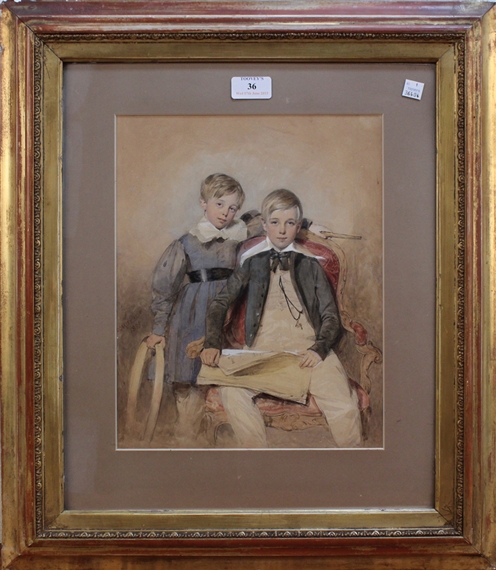 Octavius Oakley | Portrait of Two Boys (1836) | MutualArt
