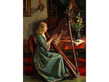 Max Rimbock | EHEFRAU BEIM HARFE SPIELEN (1941) | MutualArt