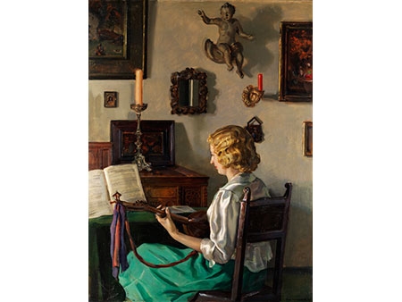 Max Rimbock | PORTRAIT SEINER EHEFRAU BEIM MANDOLINE SPIELEN (1937 ...