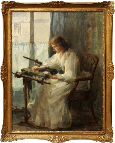 Mary B. Barnard | Portrait of a lady sewing | MutualArt