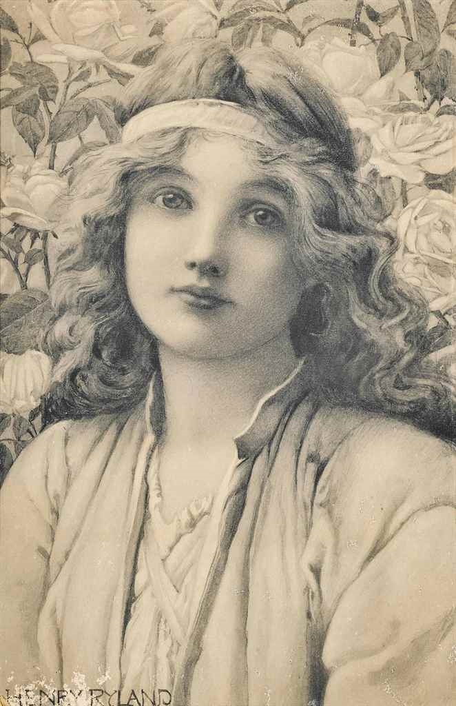 Henry Ryland | The rose maiden | MutualArt