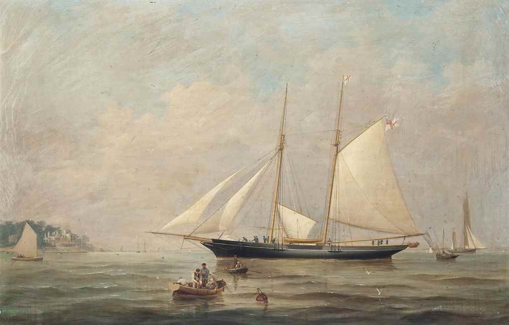 Haughton Forrest | The R.Y.S. schooner Gelert coming into Cowes Roads ...