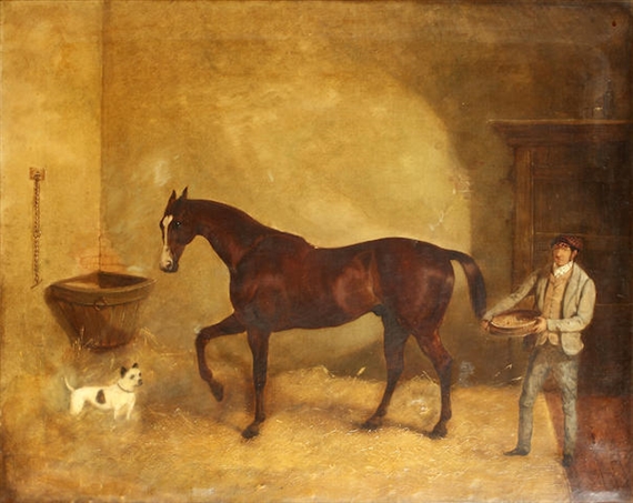 British School, 19th Century - A chestnut horse by...