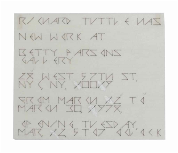 Richard Tuttle | Betty Parsons Invitation (1974) | MutualArt