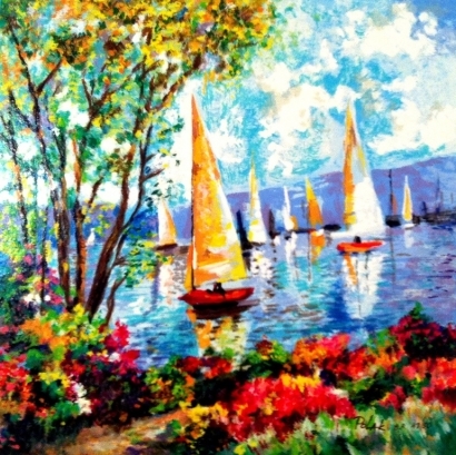 Dimitri Polak | Boats in Landscape | MutualArt