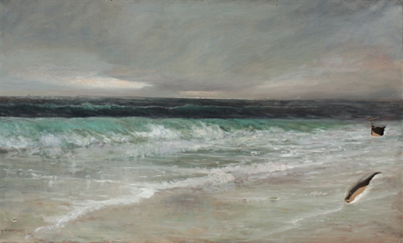 George William Whitaker | Large Modernist Harbor Scene with Yachts ...