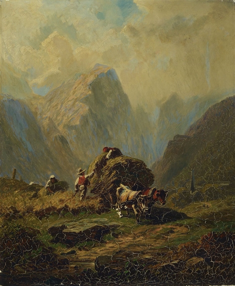 August Seidel | haymaking in the Alps | MutualArt