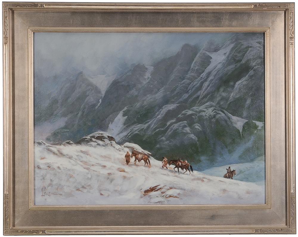 Lyle Tayson, Sr. | Native Americans in a Snowy Mountain Pass | MutualArt