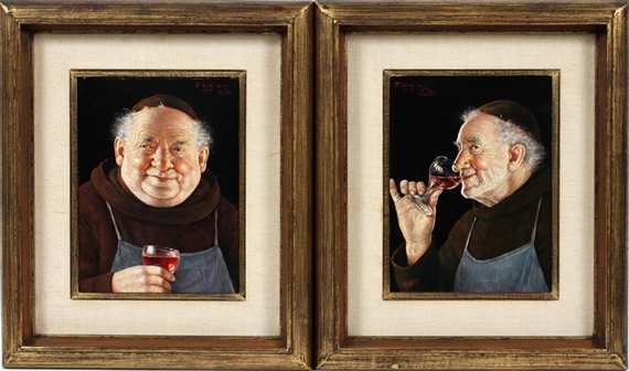 Otto Eichinger | MONKS WITH WINE GLASSES | MutualArt