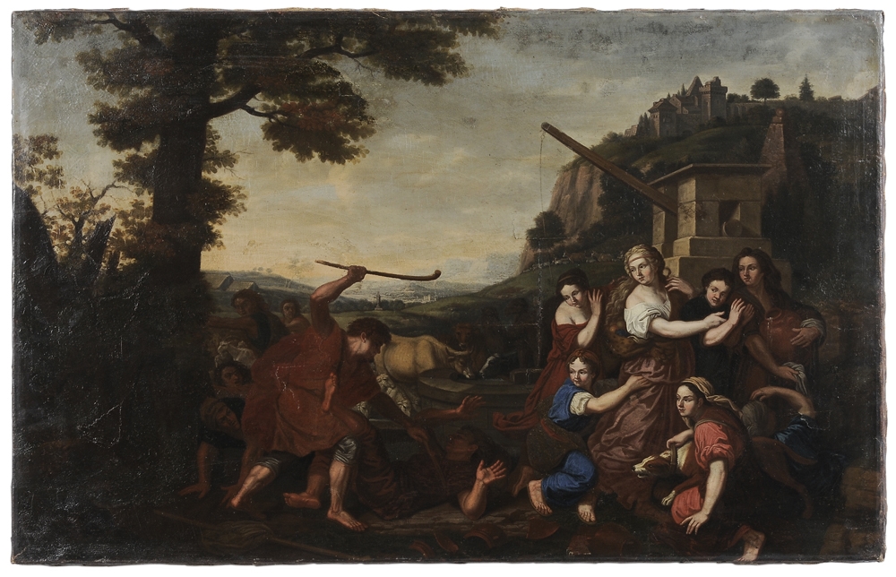 Charles Le Brun | Moses Defending the Daughters of Jethro at the Well ...