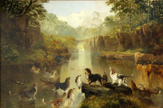 Thomas Henry Gibb | Otter hunting on the Liddle (1884) | MutualArt