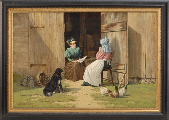 Edward Burrill | Barnyard conversation | MutualArt