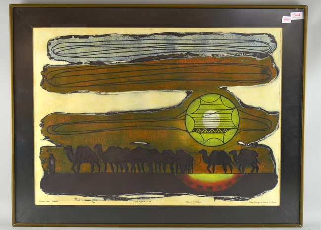 David H. Dale | Nigerian School etching Sunset over Sokoto etched in ...