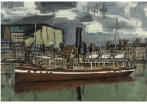 Bernard Buffet | Les Sables d’Olonnes, deux voiliers (1972) | MutualArt