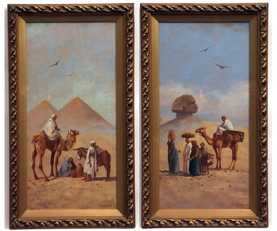 John Coulson | 2 works: Middle Eastern Scenes with Arabs, Camel ...