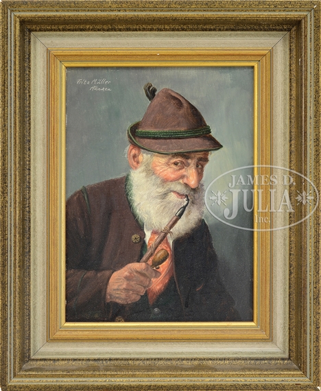 Fritz Müller | PORTRAIT OF A BEARDED MAN SMOKING A PIPE (1980) | MutualArt