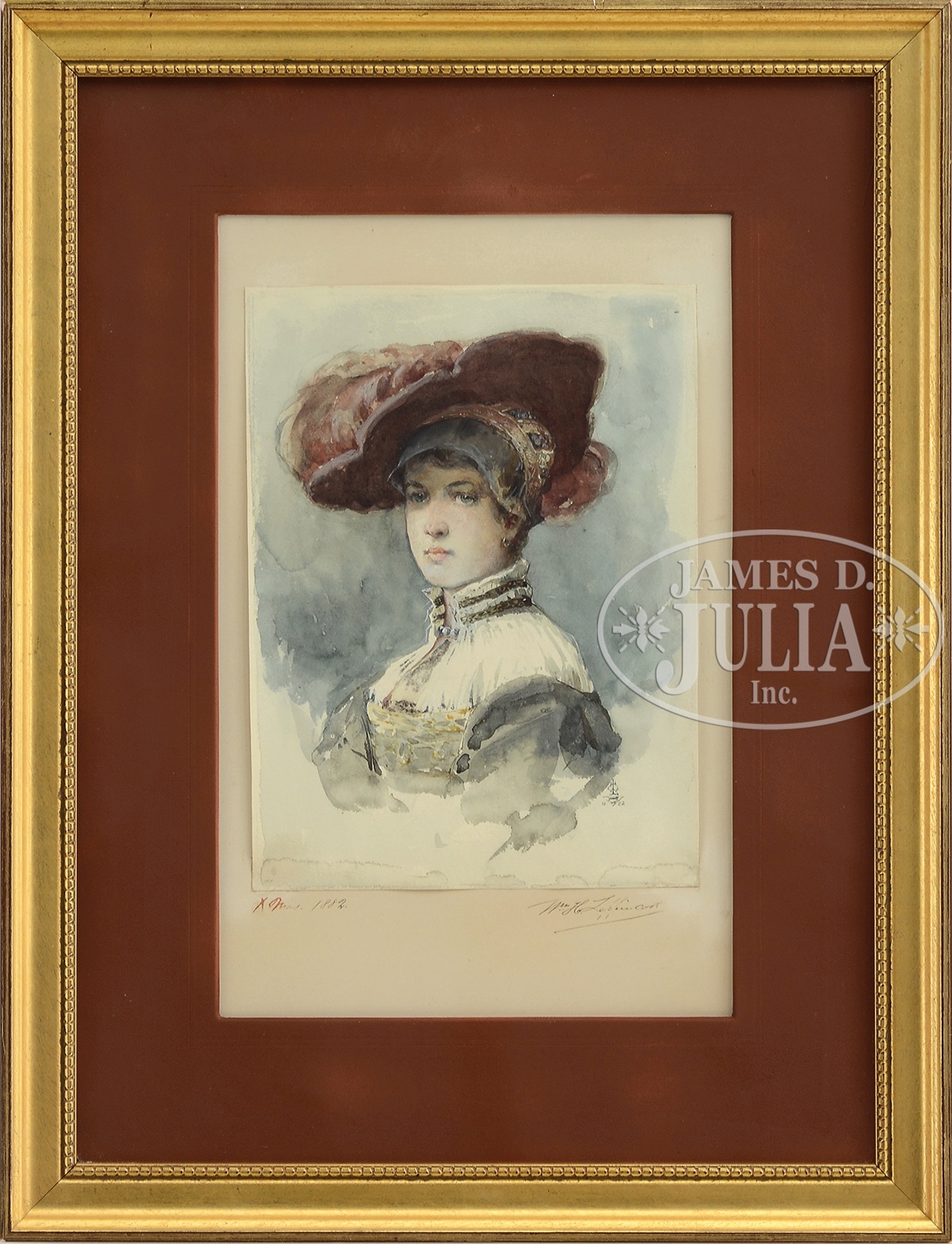 William Henry Lippincott | PORTRAIT OF A LADY WITH PLUMED HAT (1882 ...