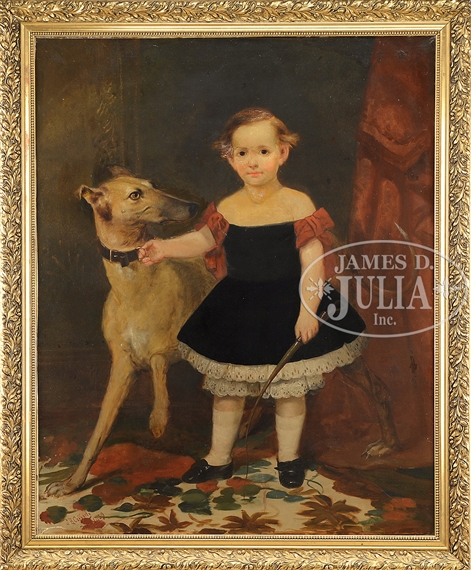 James H. Cafferty | BOY IN BLACK DRESS WITH GREYHOUND DOG | MutualArt