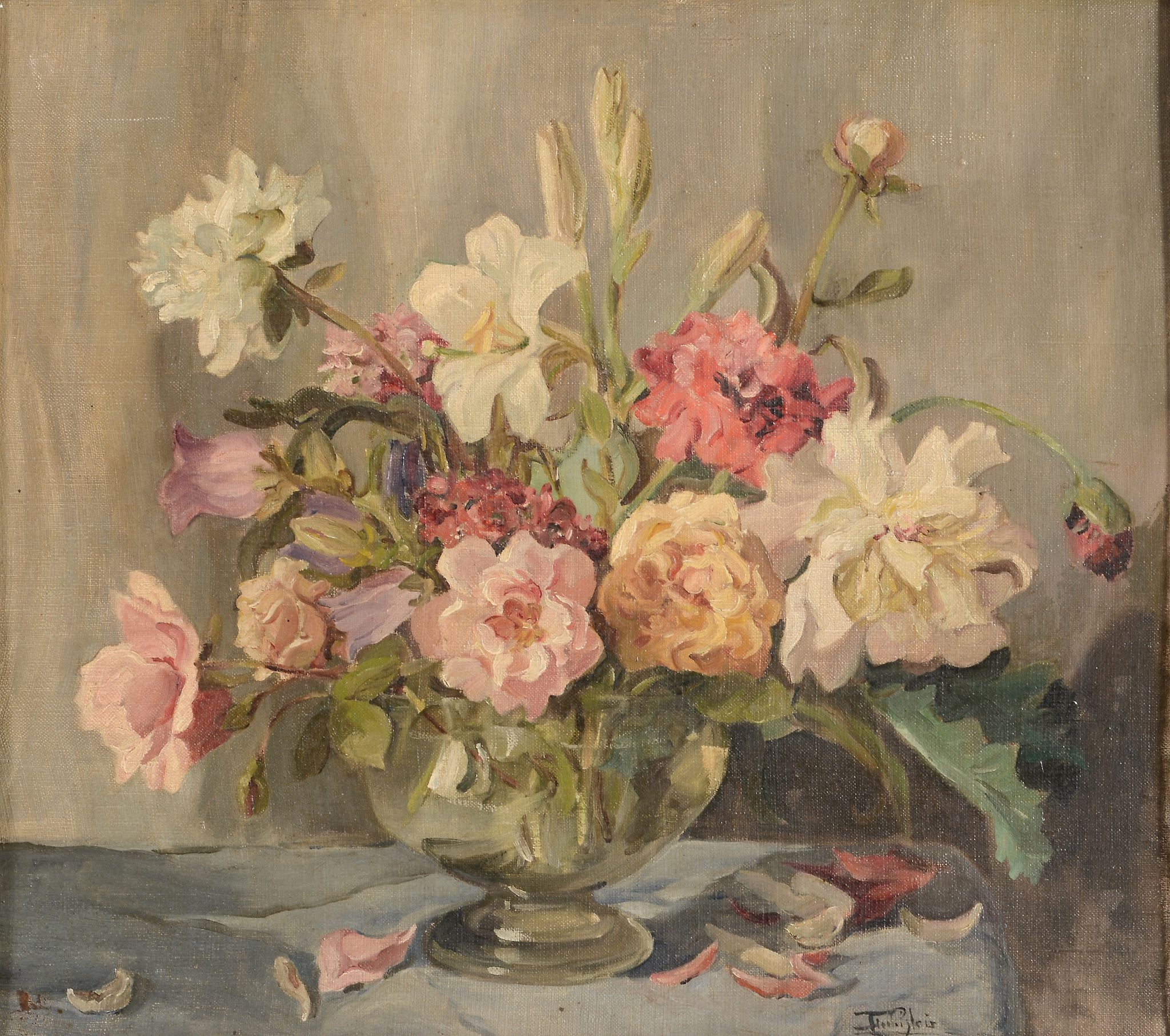 Lady Freda Blois | Still life with flowers in a glass vase | MutualArt