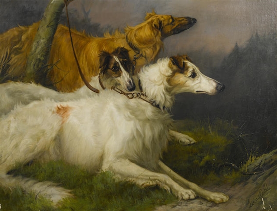 Maud Alice Earl | On leash, the Borzois Korotai, Zeneitra and Piolla ...