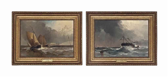 Henry Bright | A ship foundering in stormy seas; and Shipping off the ...