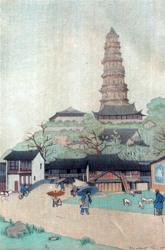 Elizabeth Keith | Leaning pagoda at Soochow, China | MutualArt