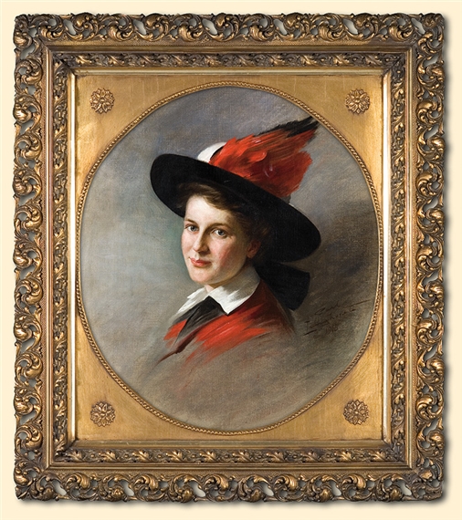 Carl Langhorst | Prtrait of a lady in a hat (1915) | MutualArt