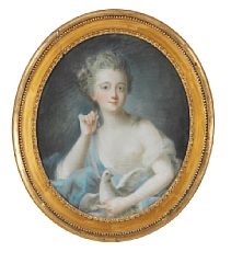 François Boucher | Young girl in light robes with a dove | MutualArt