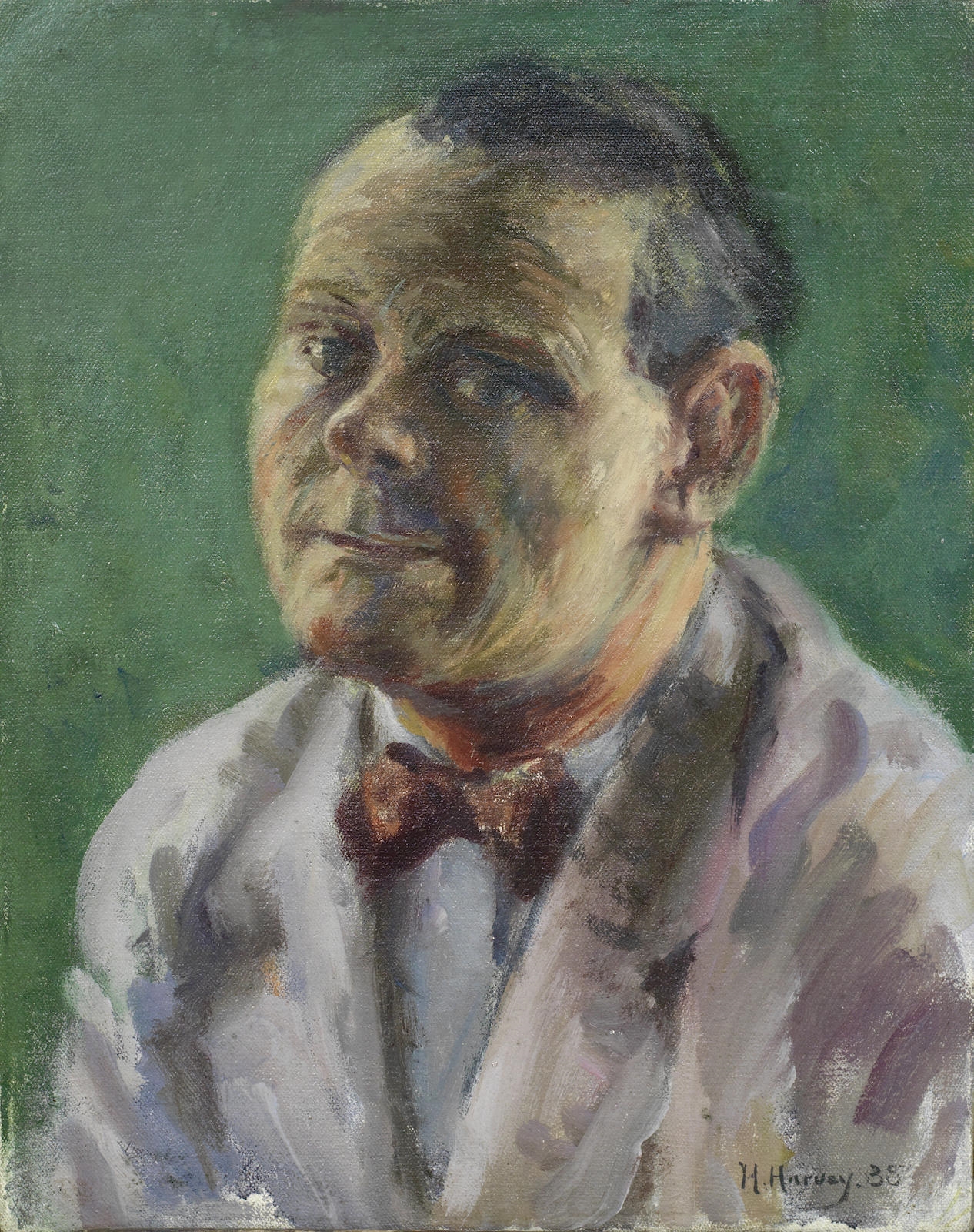 Harold Harvey | Portrait of a man wearing a red bow tie (1935) | MutualArt