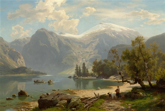 August Wilhelm Leu | Glacier in a Fjord (1871) | MutualArt