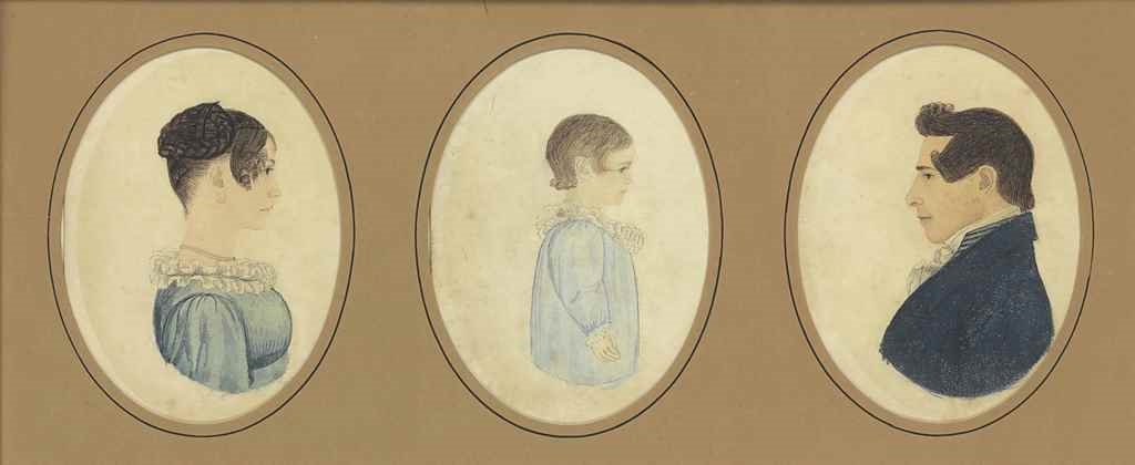 Rufus Porter | Three Miniature Profile Portraits of a Mother, Daughter ...