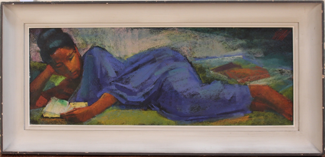 Maurice Mann | Indian Girl in a Blue Sari (Study of a Reclining Figure ...