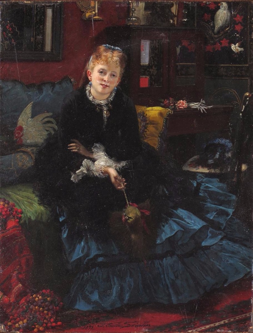 Jules Émile Saintin | Portrait of a lady seated in an interior (1872 ...