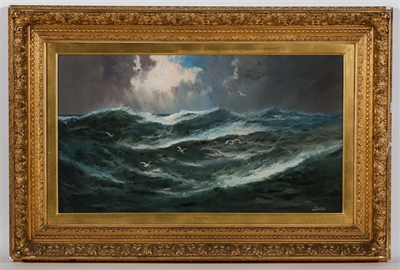 F. Walters | Sea Birds Above Breaking Waves | MutualArt