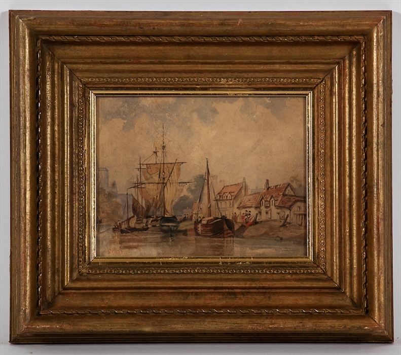 Edward Dayes | Sailboats at a River Side | MutualArt