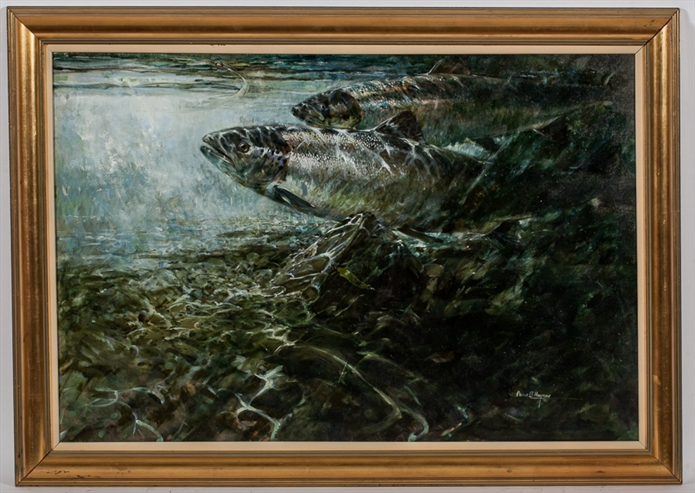 Hayman Alan | SALMON SWIMMING UPSTREAM (1990) | MutualArt