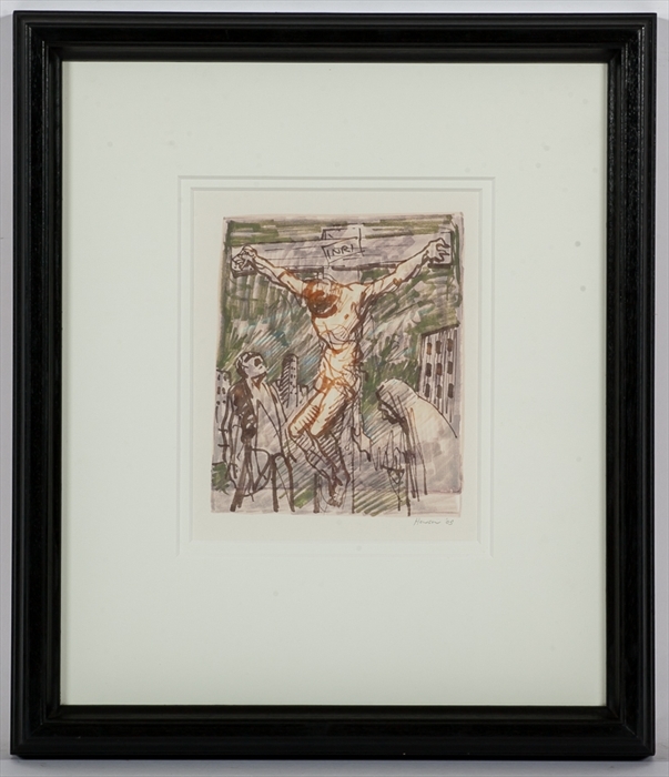 Peter Howson Obe | CONTEMPORARY CRUCIFIXION WITH ST MARY AND ST JOHN ...