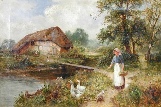 Ernest Walbourn | 2 Works: The Artist's Wife, Eva Walbourn, with Geese ...