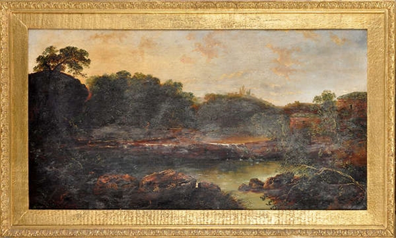 Susie Howison | AN ANGLER CASTING FROM A RIVERBANK WITH A CASTLE ON A ...