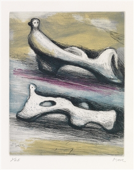 Henry Moore | 3 Works: Reclining Figure, Two Reclining Figures ...