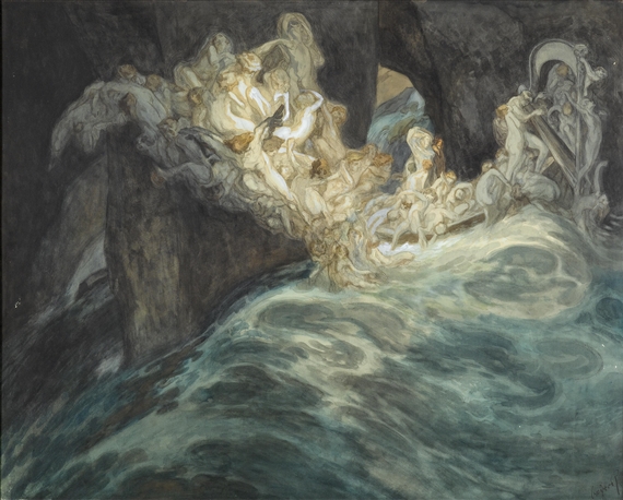 Franz von Bayros | Charon taking the Condemned to Hell | MutualArt