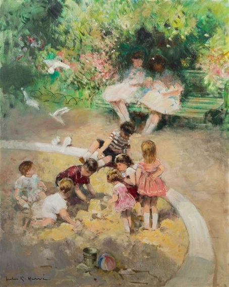 Jules René Hervé | Children in Garden | MutualArt