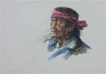 Mike Larsen | Portrait of a Native American (1979) | MutualArt