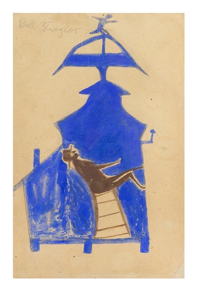 Bill Traylor | Self Portrait-Blue House | MutualArt
