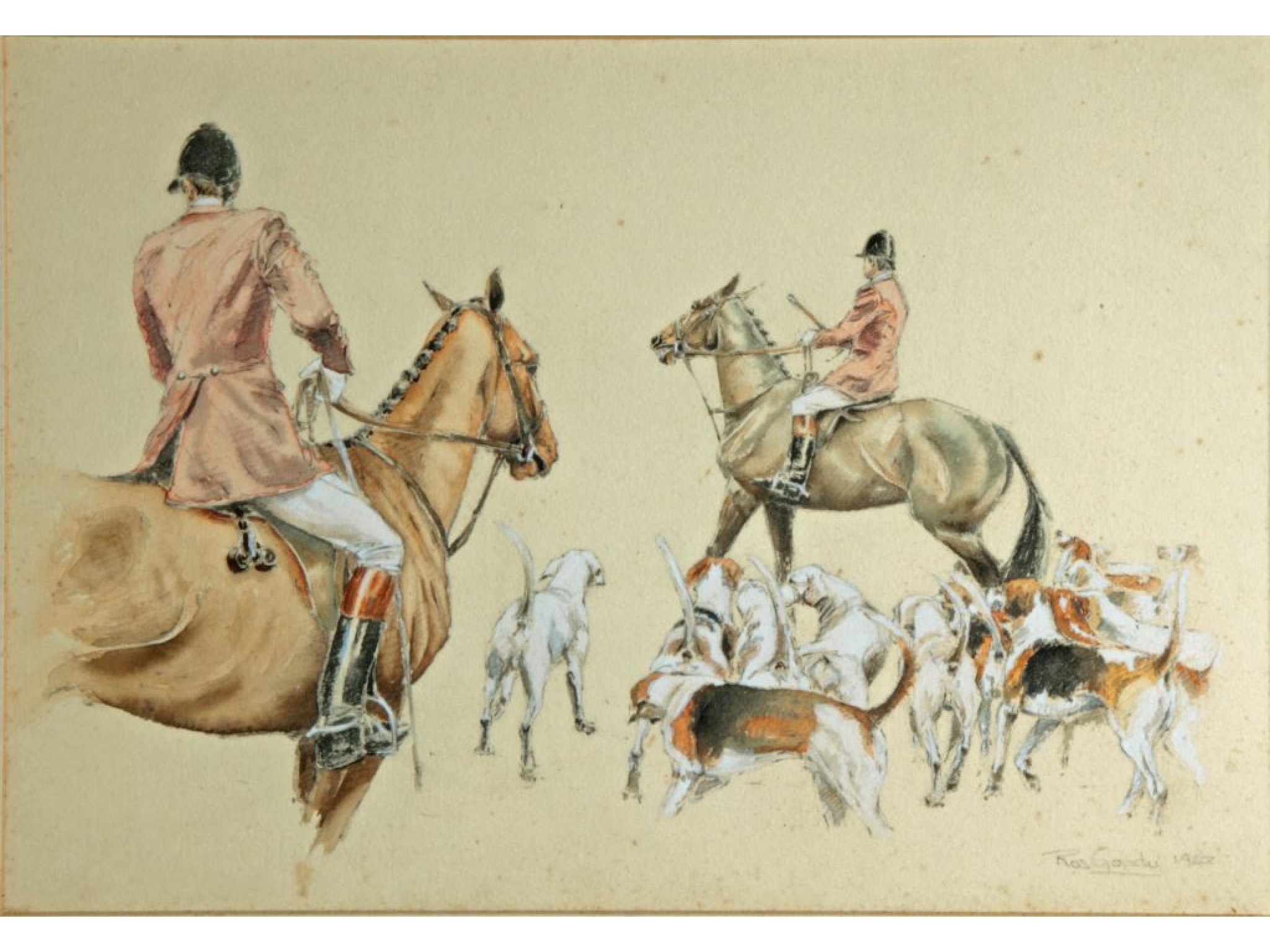 Ros Goody | Studies of huntsmen and hounds (1983) | MutualArt