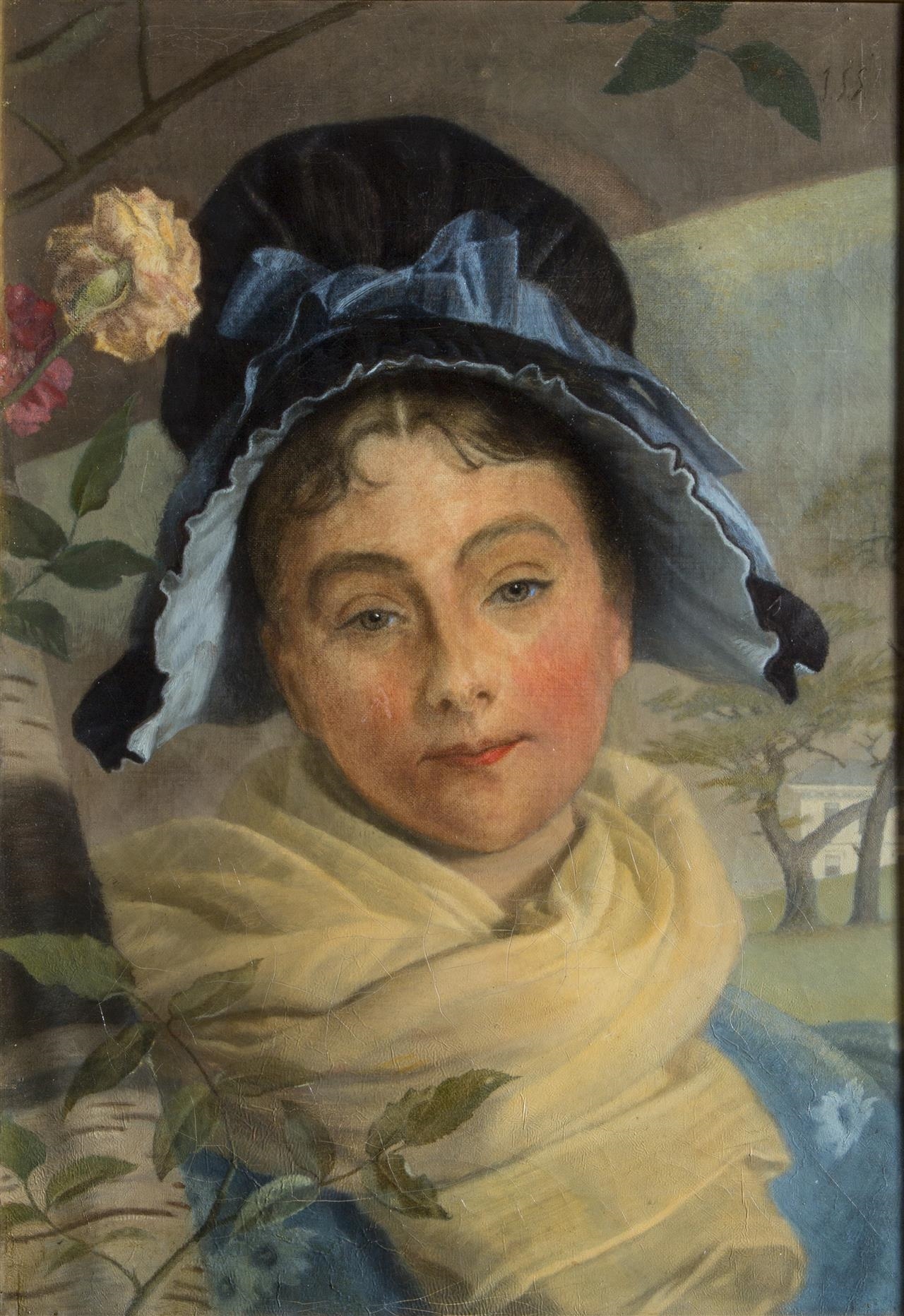 John Singer Sargent | woman wearing a blue bonnet | MutualArt