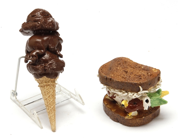 David Gilhooly | 2 works: Chocolate Fudge Frog Ice Cream Cone; Corned ...