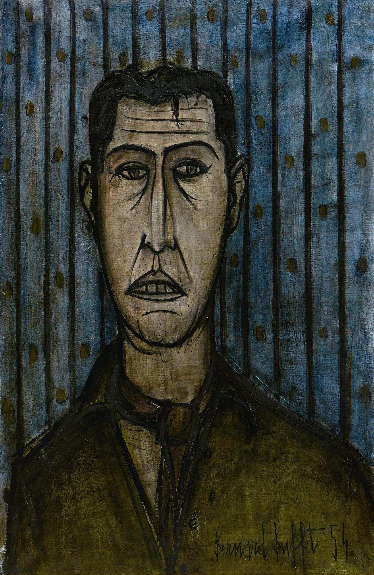 Bernard Buffet | Portrait of a Man in Scarf (1954) | MutualArt